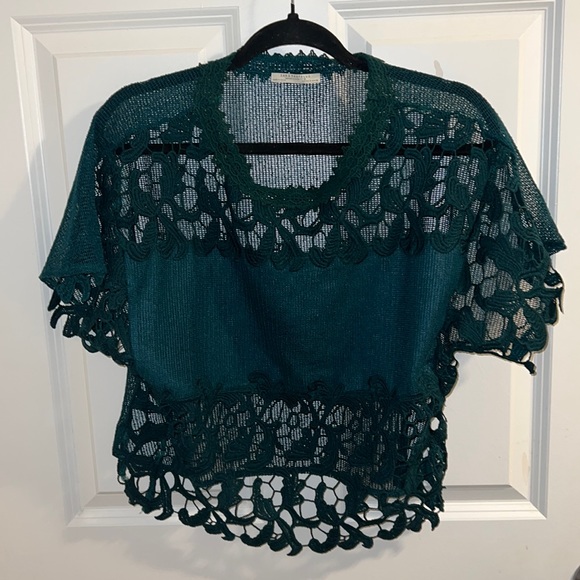 Zara | Tops | Zara Green Lace Top | Poshmark